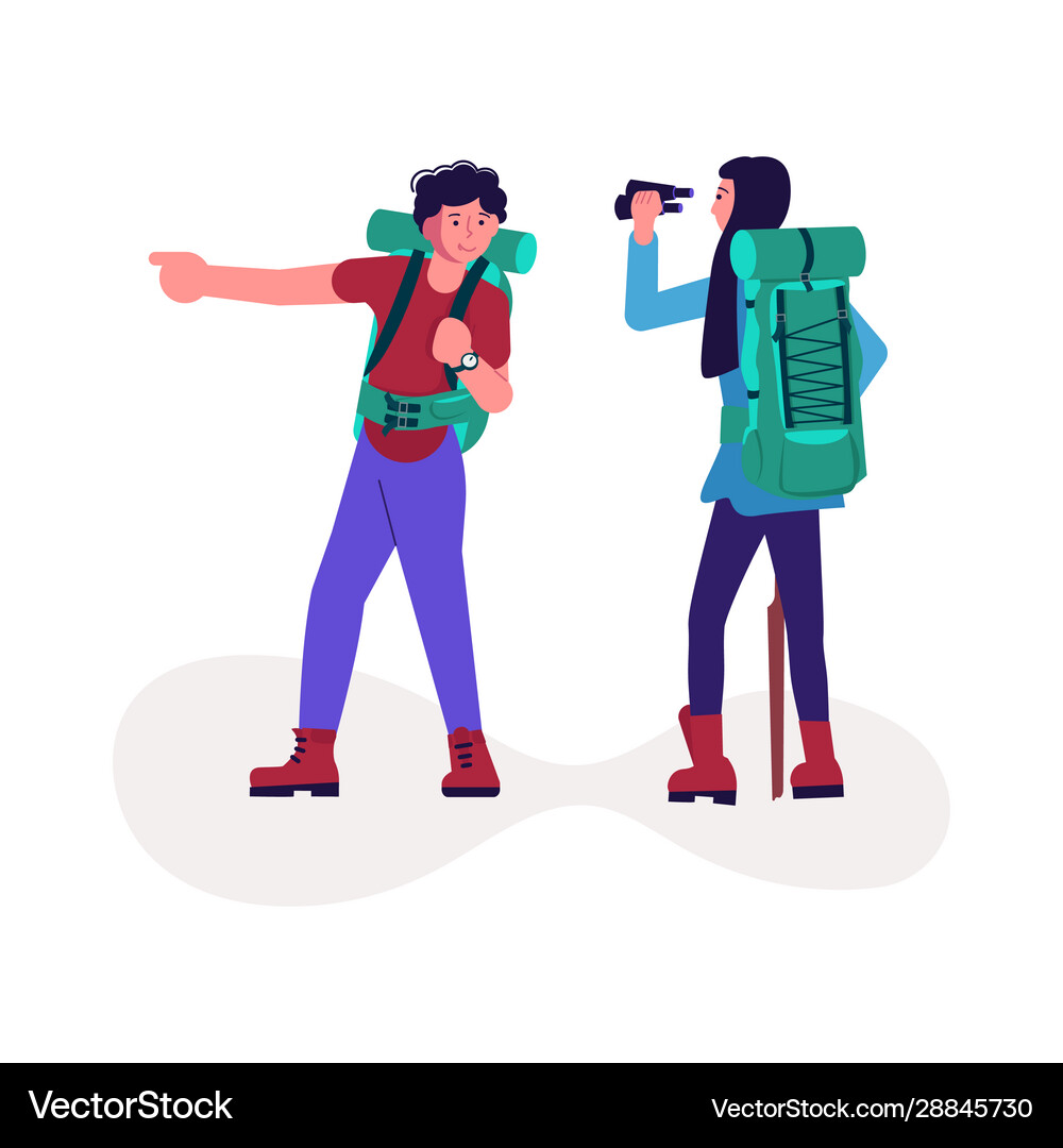 Hiking trekking people Royalty Free Vector Image