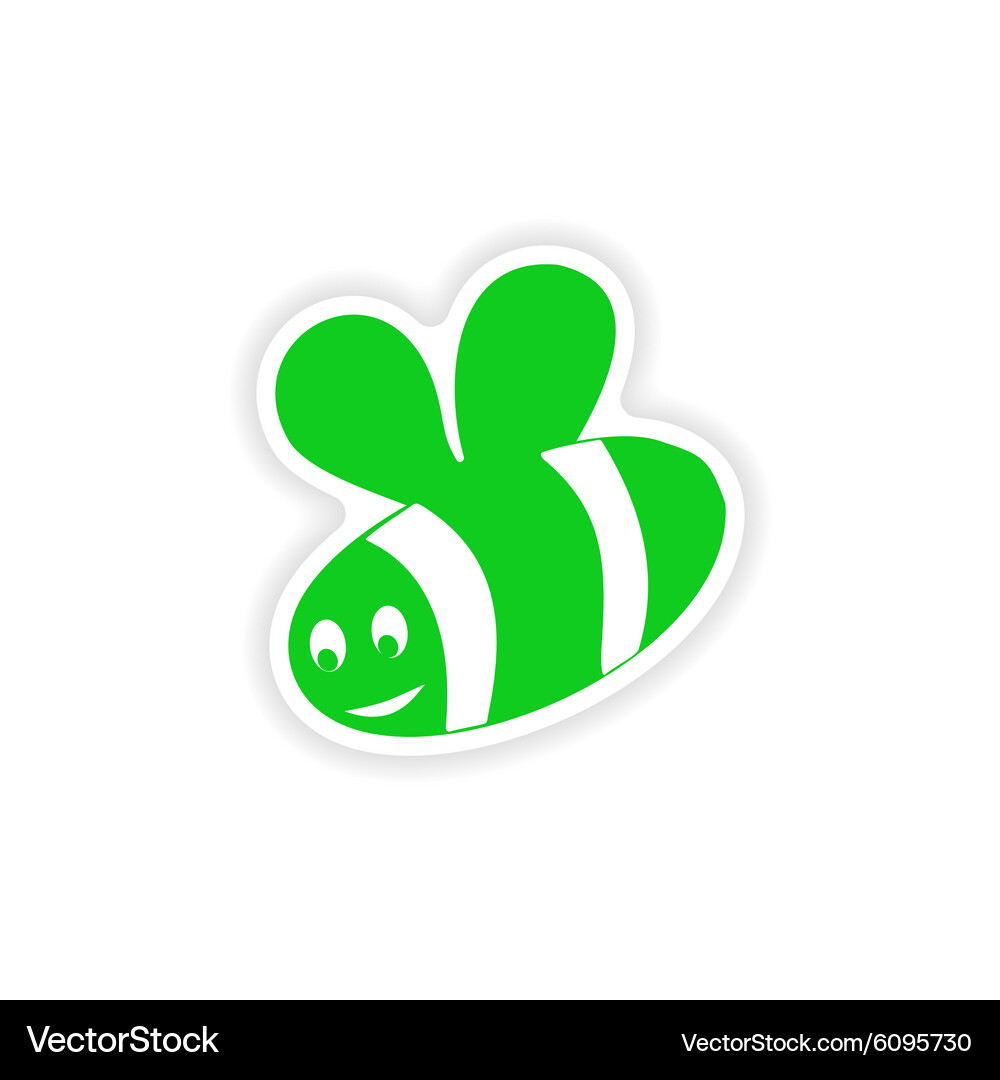 Icon sticker realistic design on paper bee Vector Image