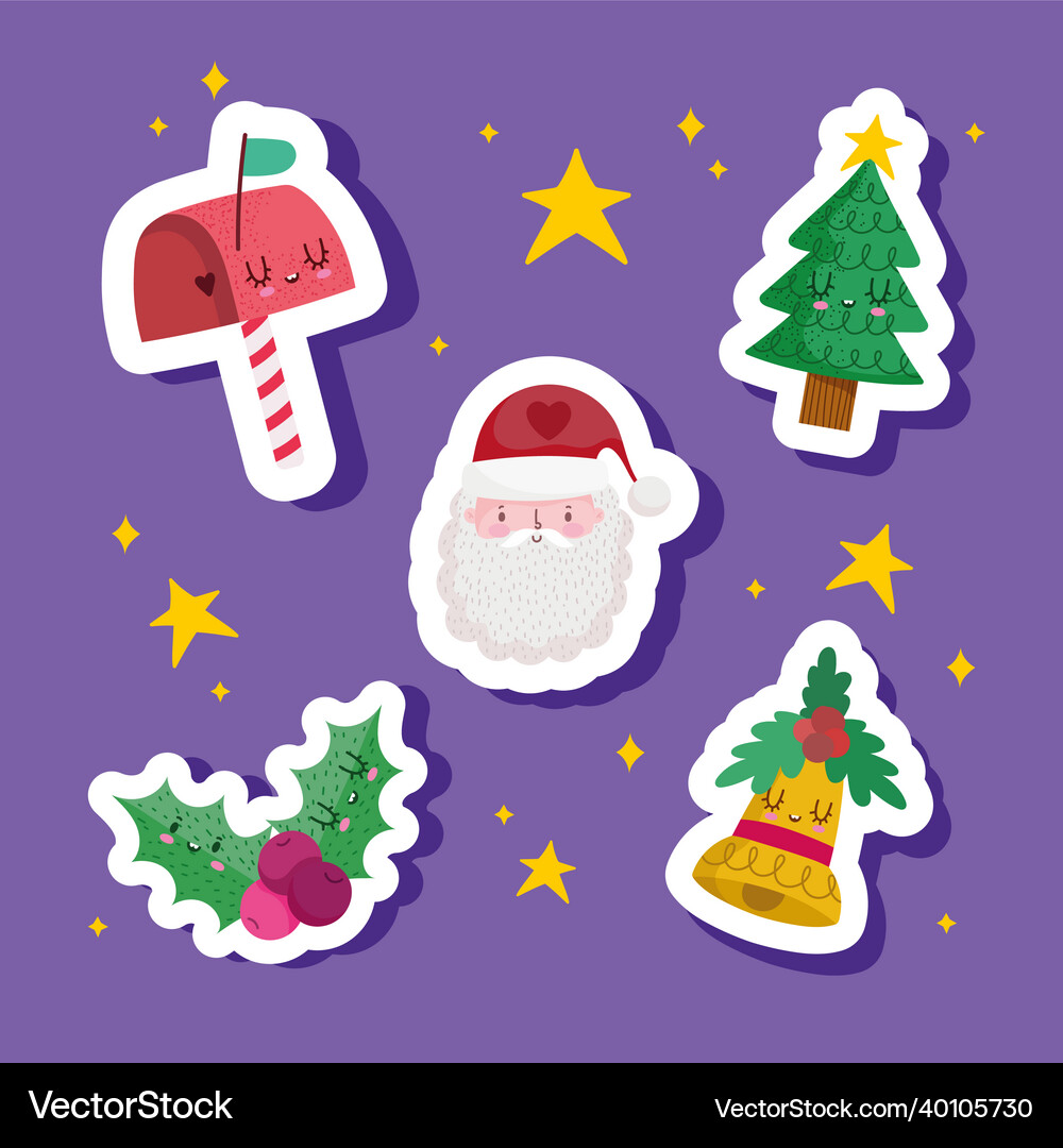 Icons christmas stickers Royalty Free Vector Image