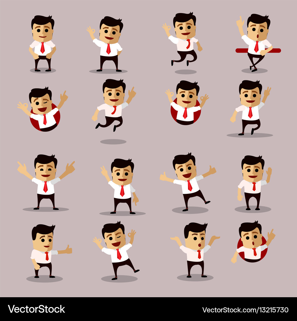 Set manager or business man character Royalty Free Vector