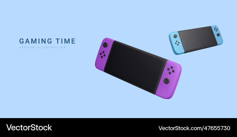 Set of 3d realistic gaming console isolated Vector Image