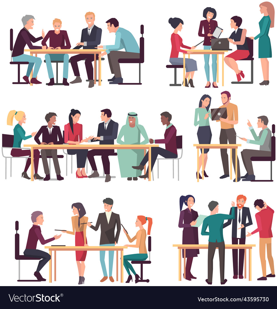 Set of about businesspeople team Royalty Free Vector Image