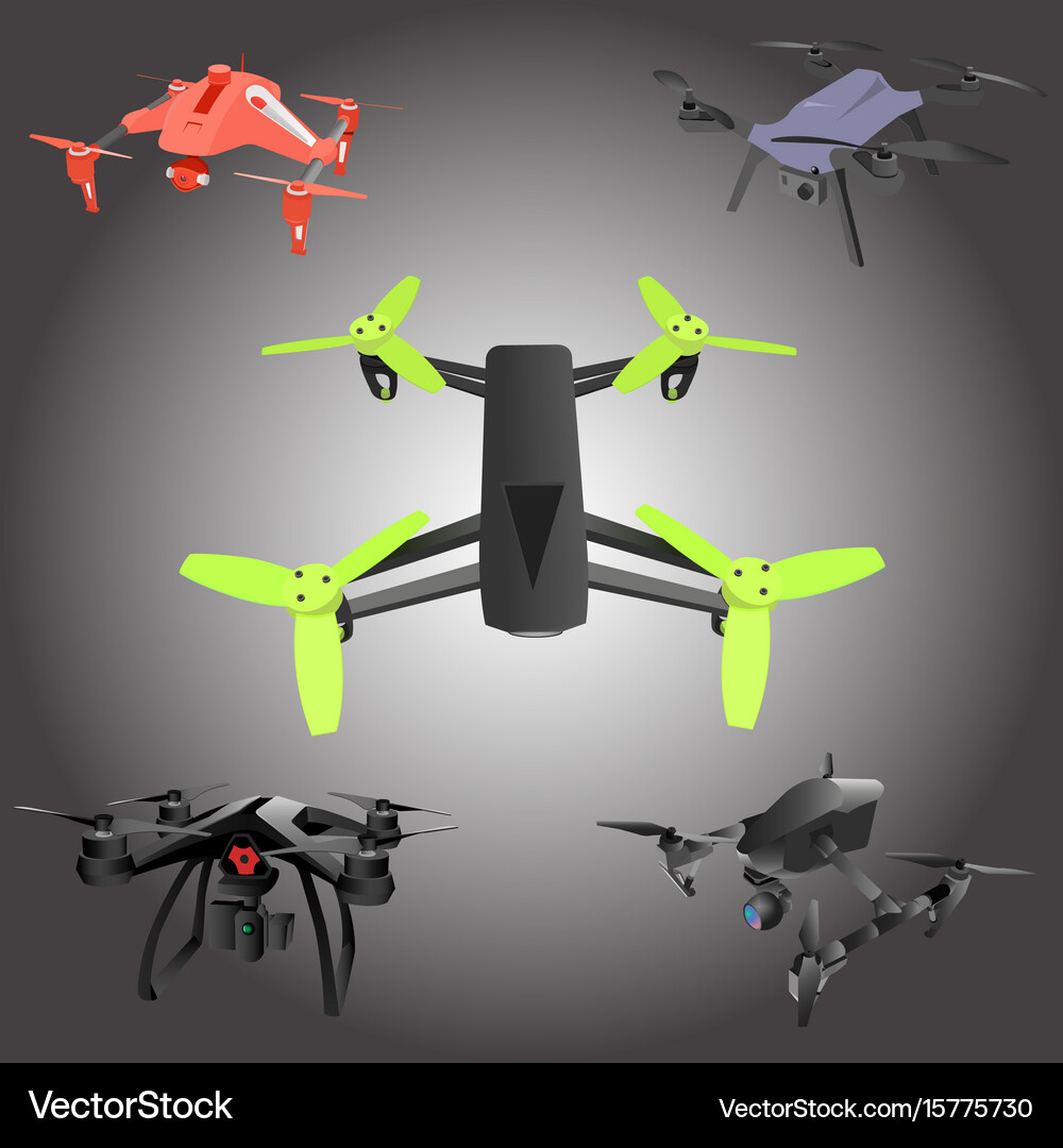 Set of cartoon drones isometric Royalty Free Vector Image
