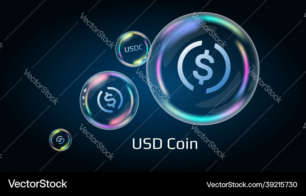 Usd coin usdc token symbol in soap bubble Vector Image
