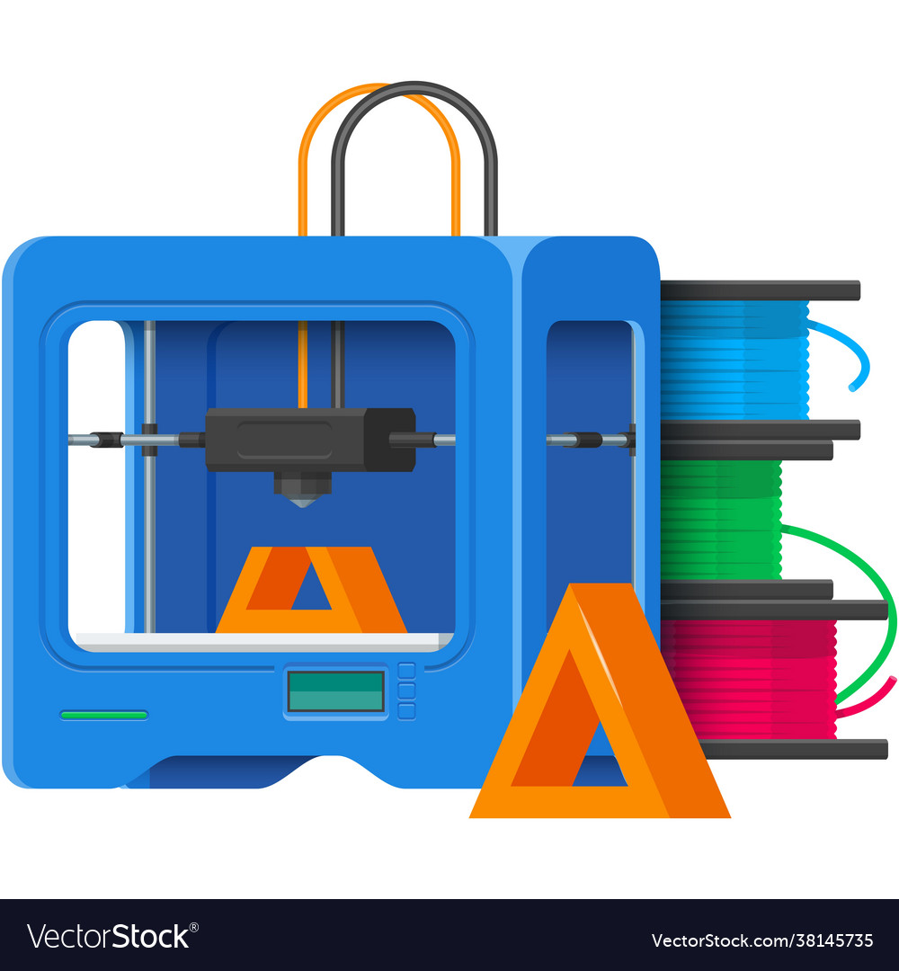 3d printer prototype printing machine Royalty Free Vector