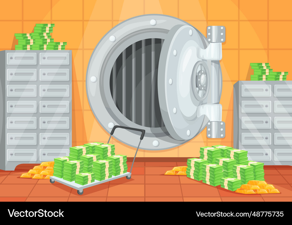 Bank vault inside vaults door room Royalty Free Vector Image