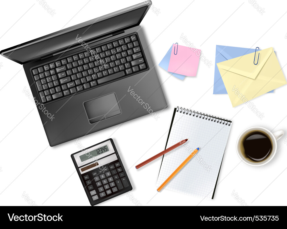 Calculator and office supplies Royalty Free Vector Image
