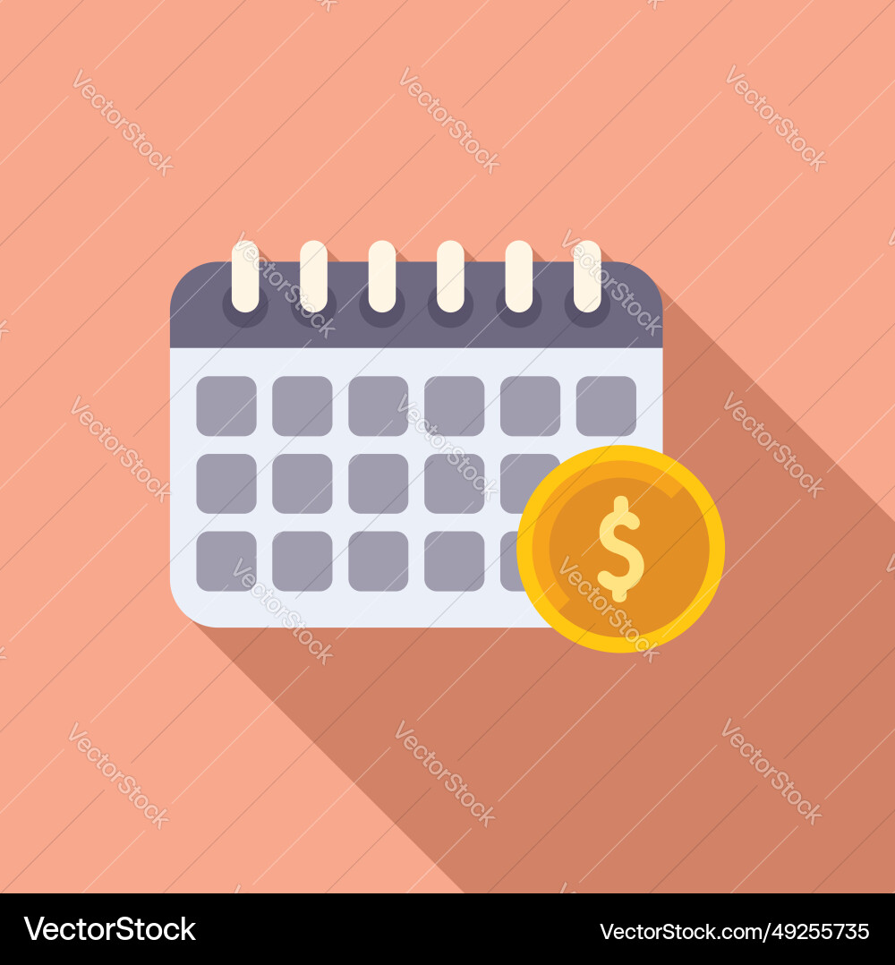 Calendar finance planning icon flat Royalty Free Vector