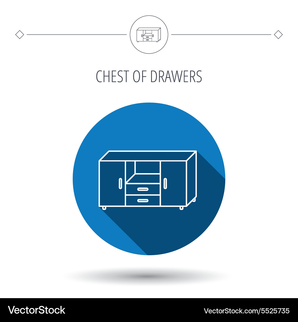 Chest of drawers icon interior commode sign Vector Image