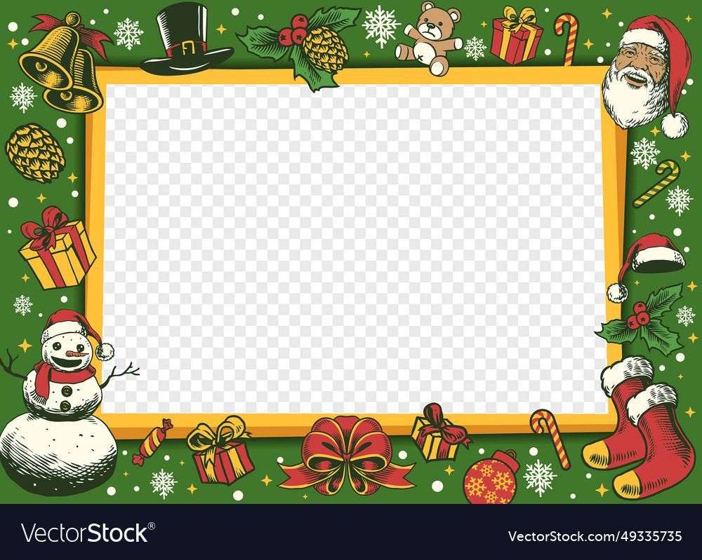 Christmas border frame with object Royalty Free Vector Image