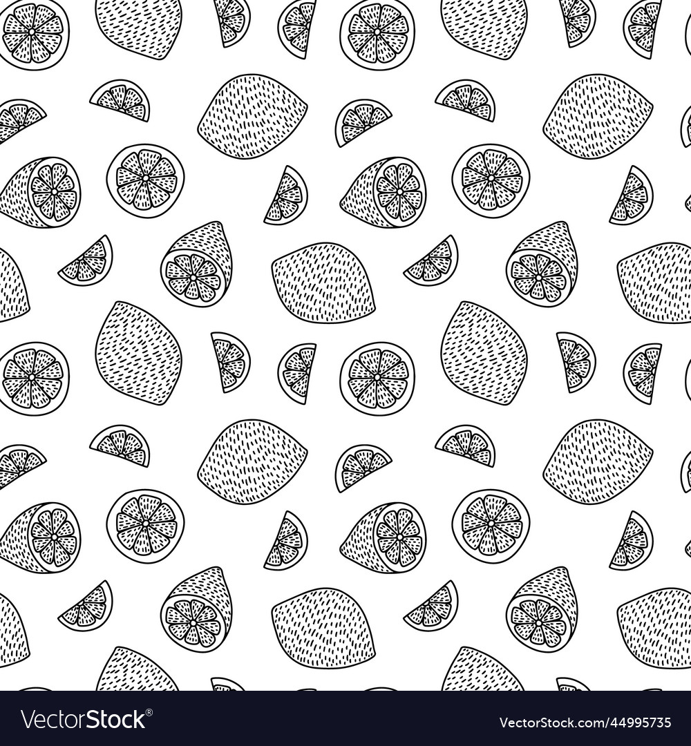 Doodle lemons seamless pattern Royalty Free Vector Image