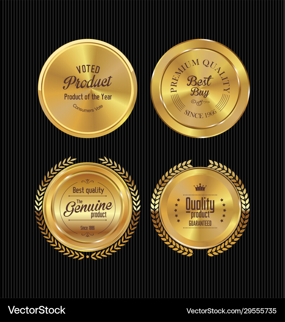 Golden metal badges 2 Royalty Free Vector Image