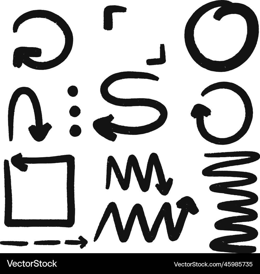 Hand drawn ink arrows set isolated on white Vector Image