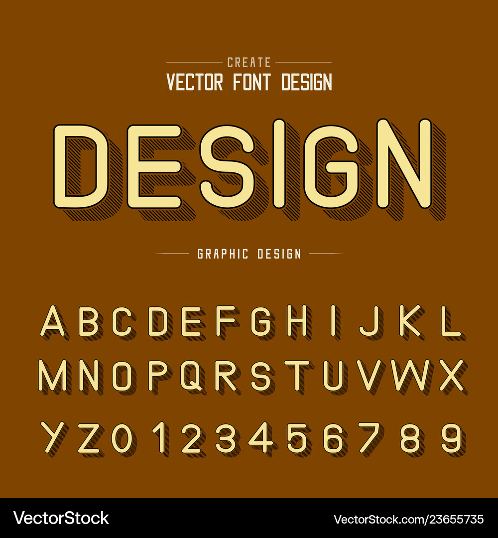 Line shadow font and alphabet typeface letter Vector Image