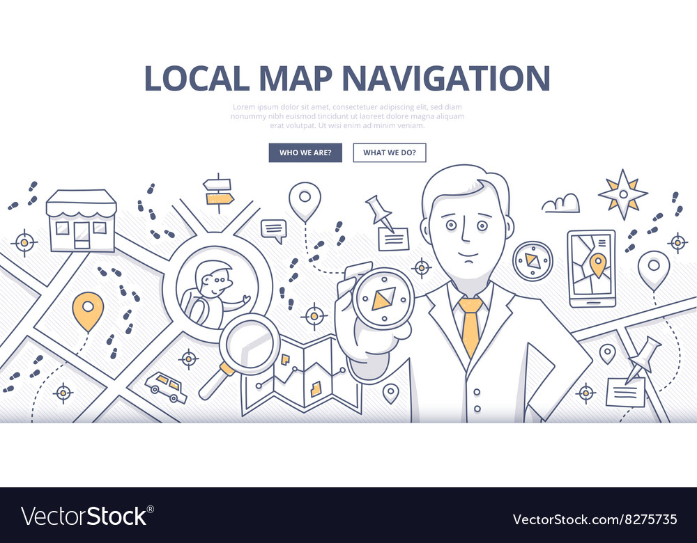 Map Navigation Doodle Concept Royalty Free Vector Image