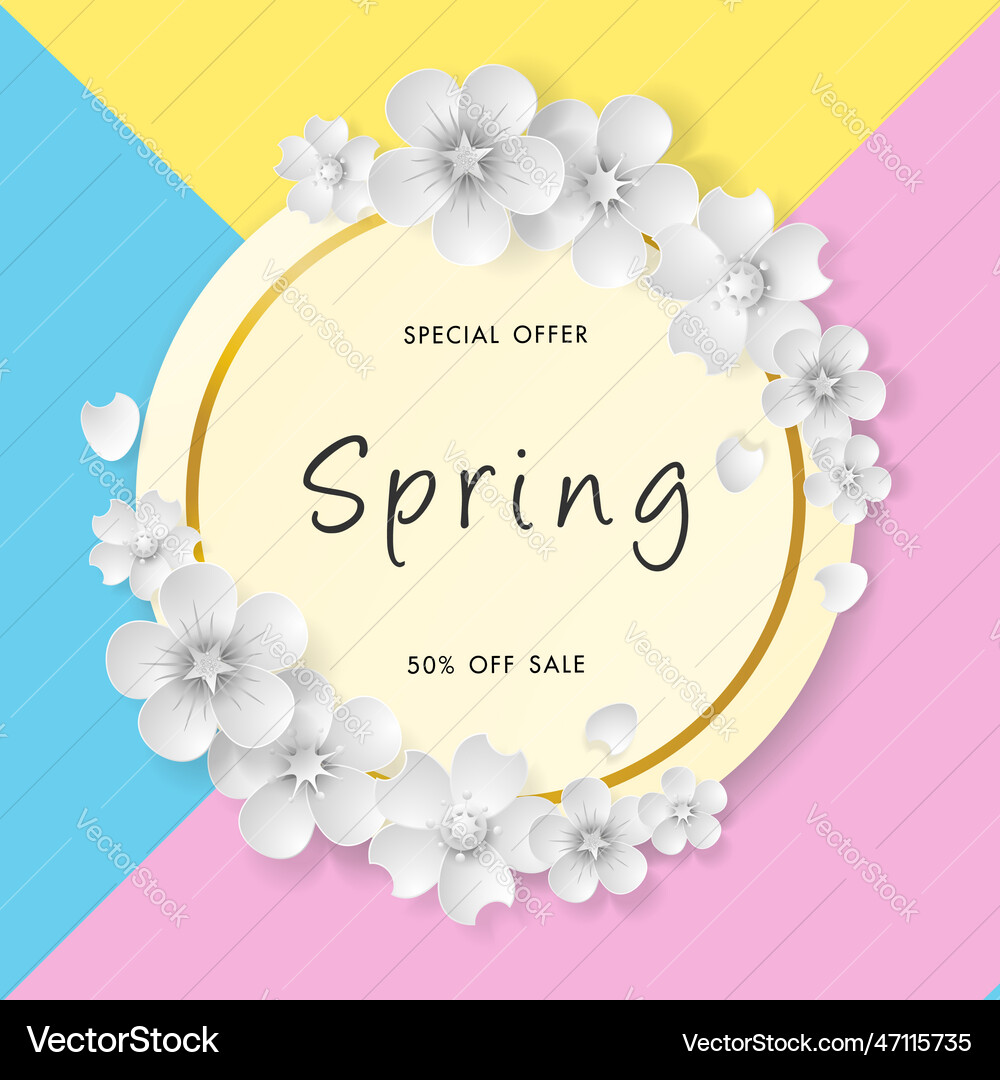 Spring sale background with beautiful flower Vector Image