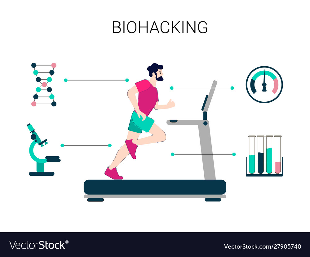 Biohacking flat tiny self Royalty Free Vector Image
