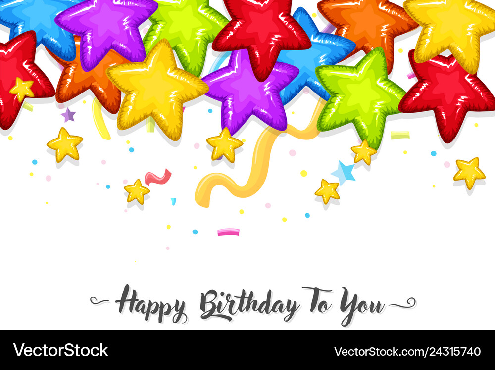 Colourful stars birthday template Royalty Free Vector Image