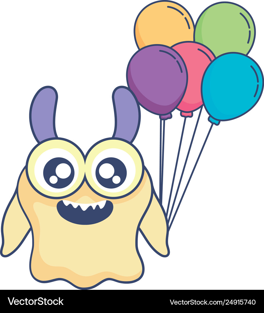 Crazy monster with balloons helium character Vector Image
