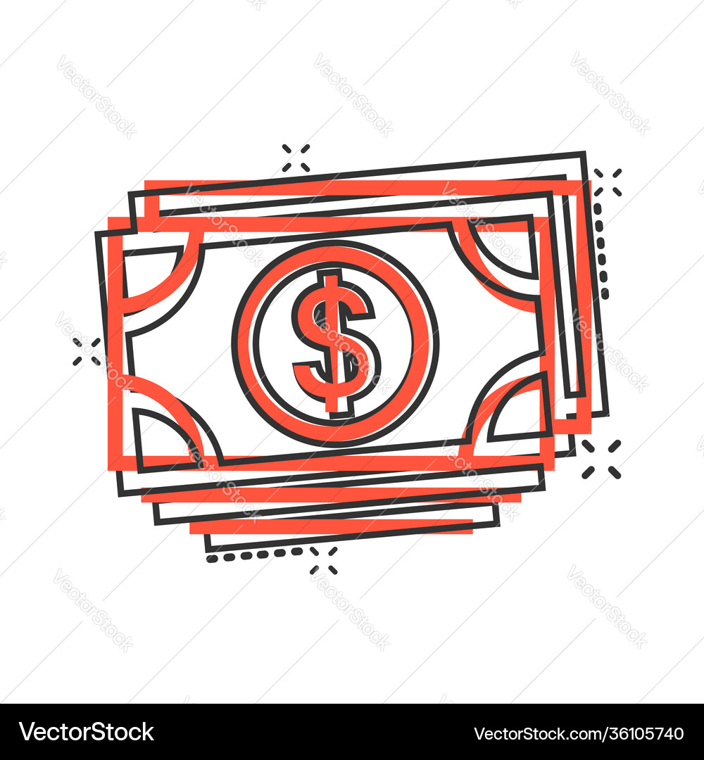 Dollar currency banknote icon in comic style Vector Image