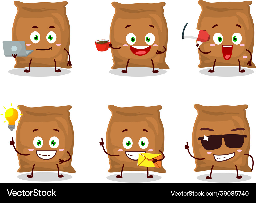 Flour sack cartoon character with various types Vector Image
