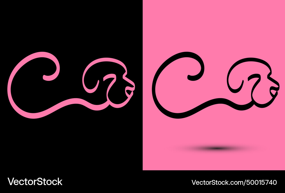 Initial letter c combine with dog head black Vector Image