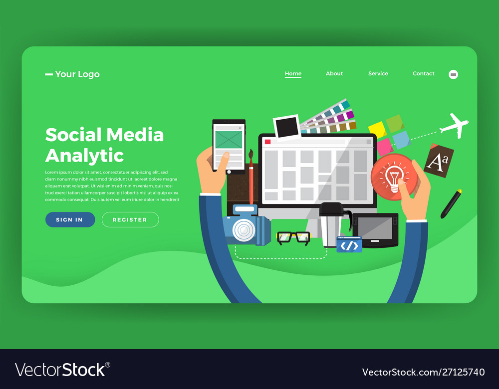 Mock-up design website flat concept Royalty Free Vector