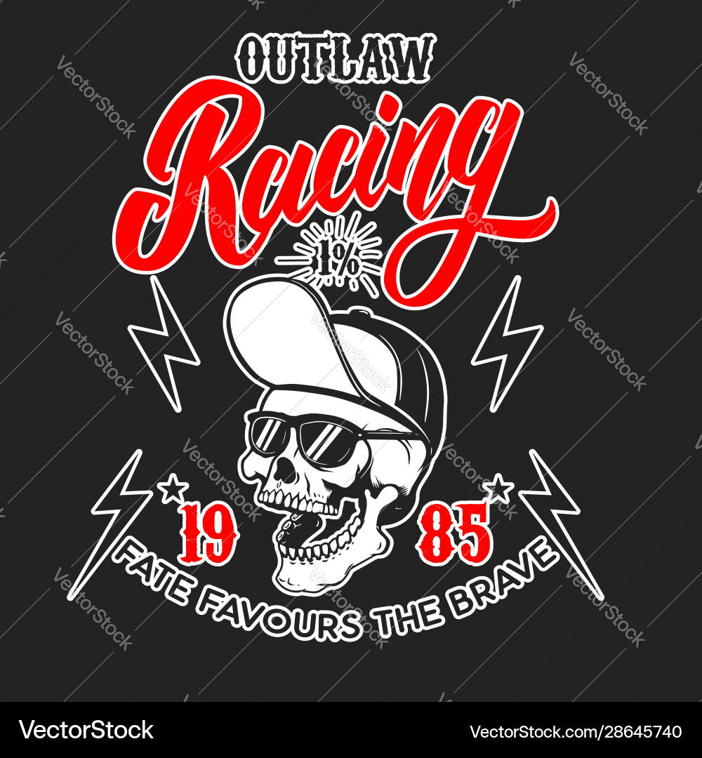 Outlaw racing emblem template with skull Vector Image