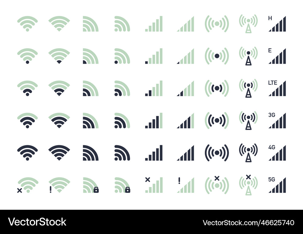 Smartphone wifi icons mobile phone indicators Vector Image