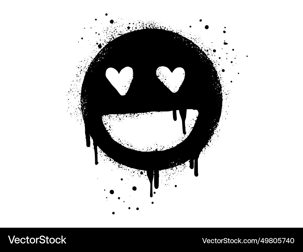 Smiling face emoticon character spray painted Vector Image