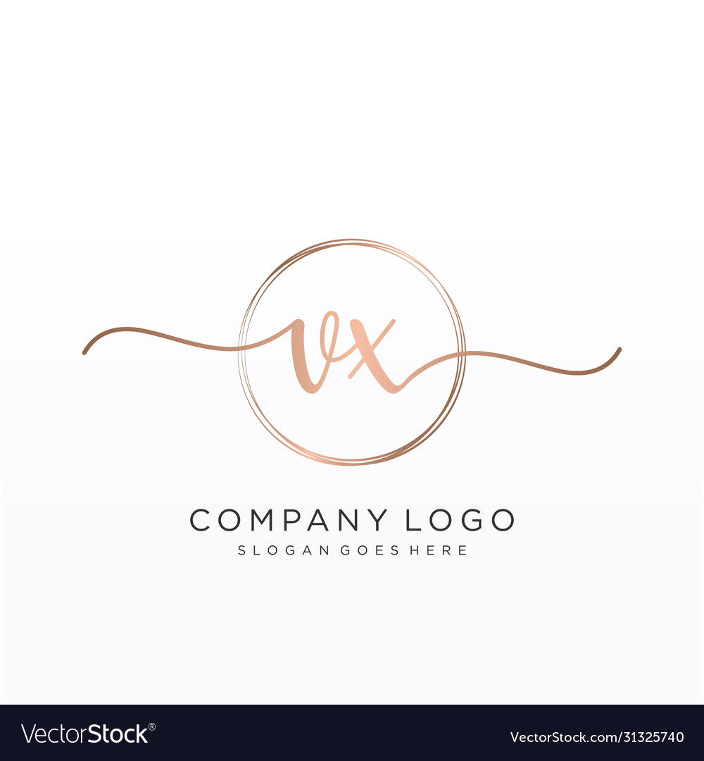 Vx initial handwriting logo design Royalty Free Vector Image