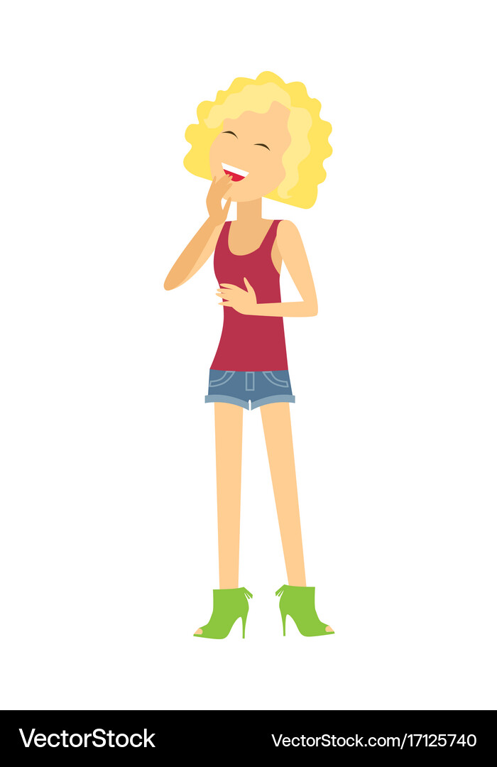 Young woman laughing flat Royalty Free Vector Image