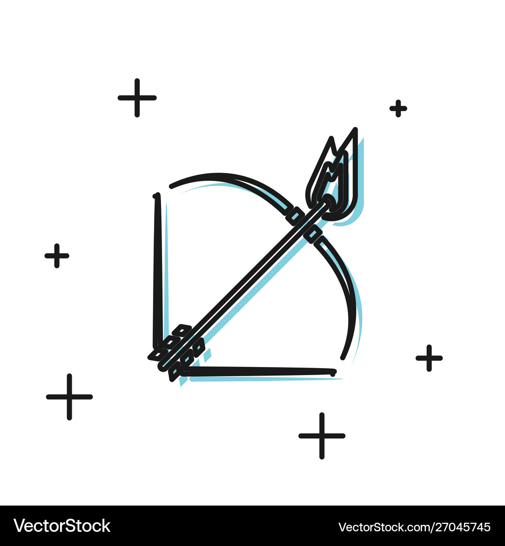 Black bow and fire arrow icon isolated on white Vector Image