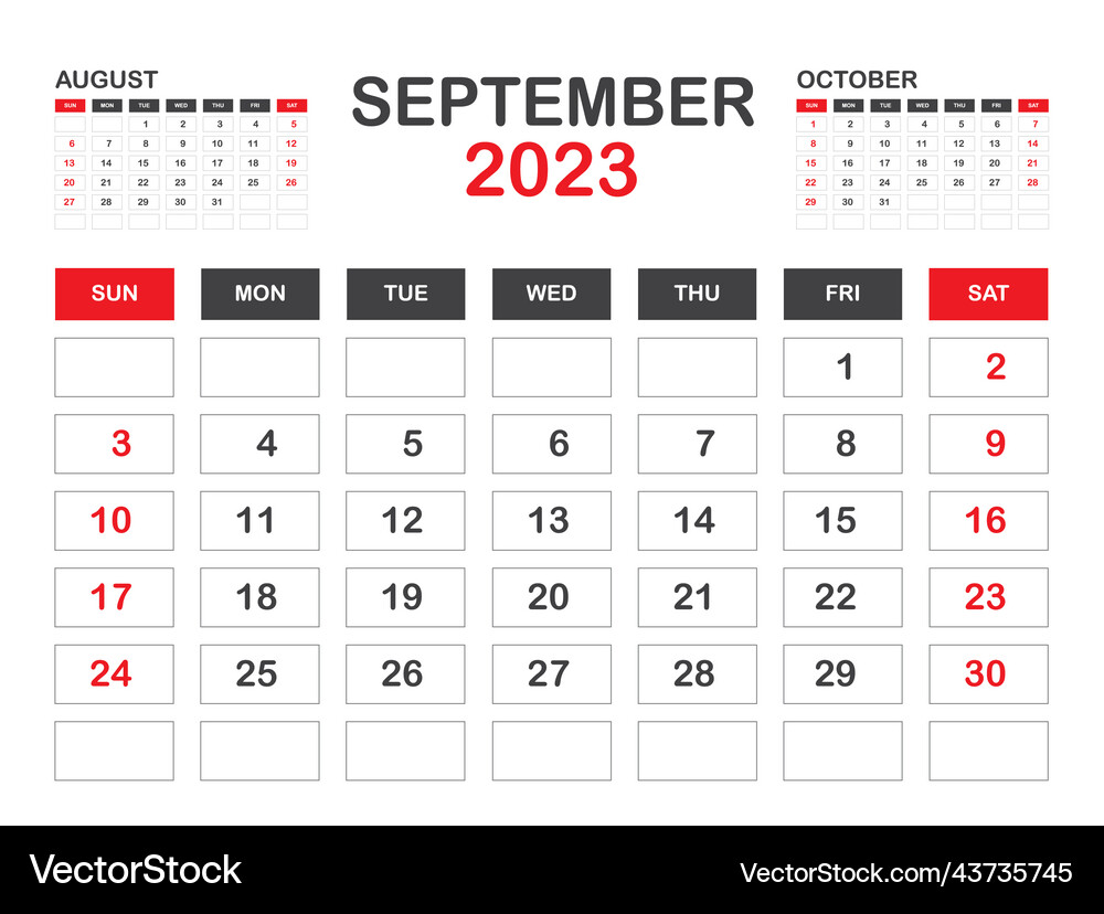Calendar 2023 template-september 2023 template Vector Image