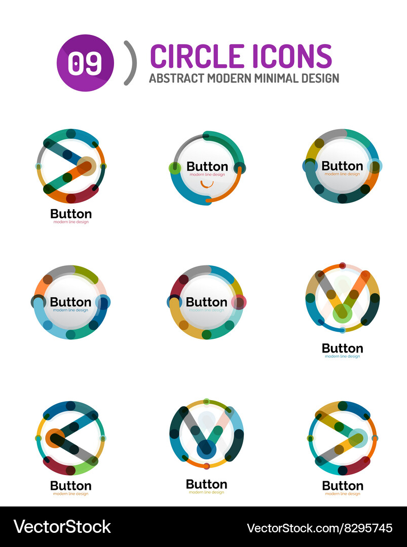 Collection of abstract circle logos Royalty Free Vector