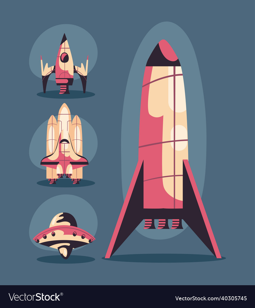 Four space items Royalty Free Vector Image - VectorStock