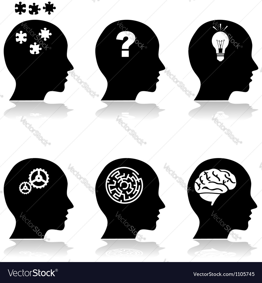 Heads thinking Royalty Free Vector Image - VectorStock