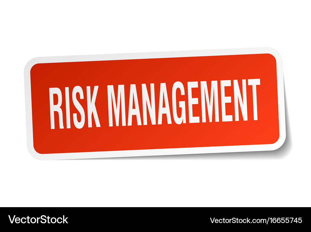 Risk management square sticker on white Royalty Free Vector