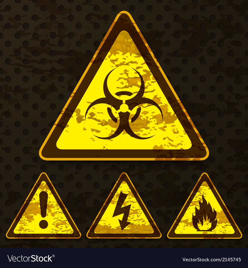 Set grunge warning signs Royalty Free Vector Image