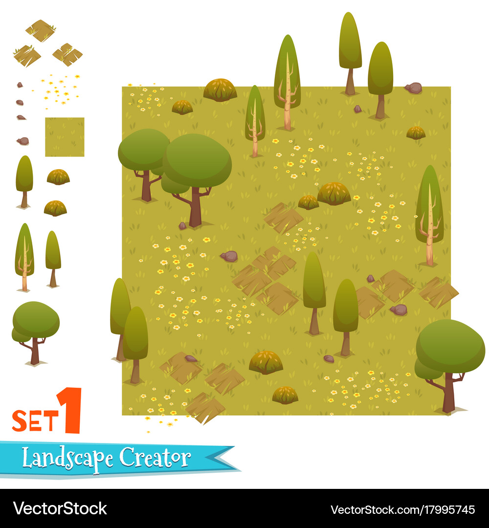 Set of autumn forest landscape Royalty Free Vector Image