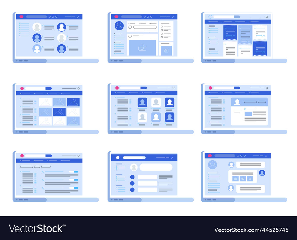 Social network web interface concept in flat Vector Image