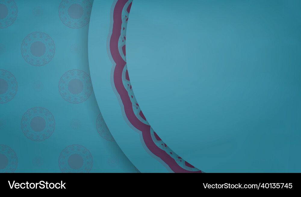 Turquoise banner template with purple mandala Vector Image