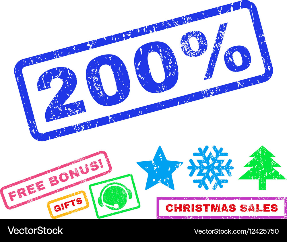 200 Percent Rubber Stamp Royalty Free Vector Image
