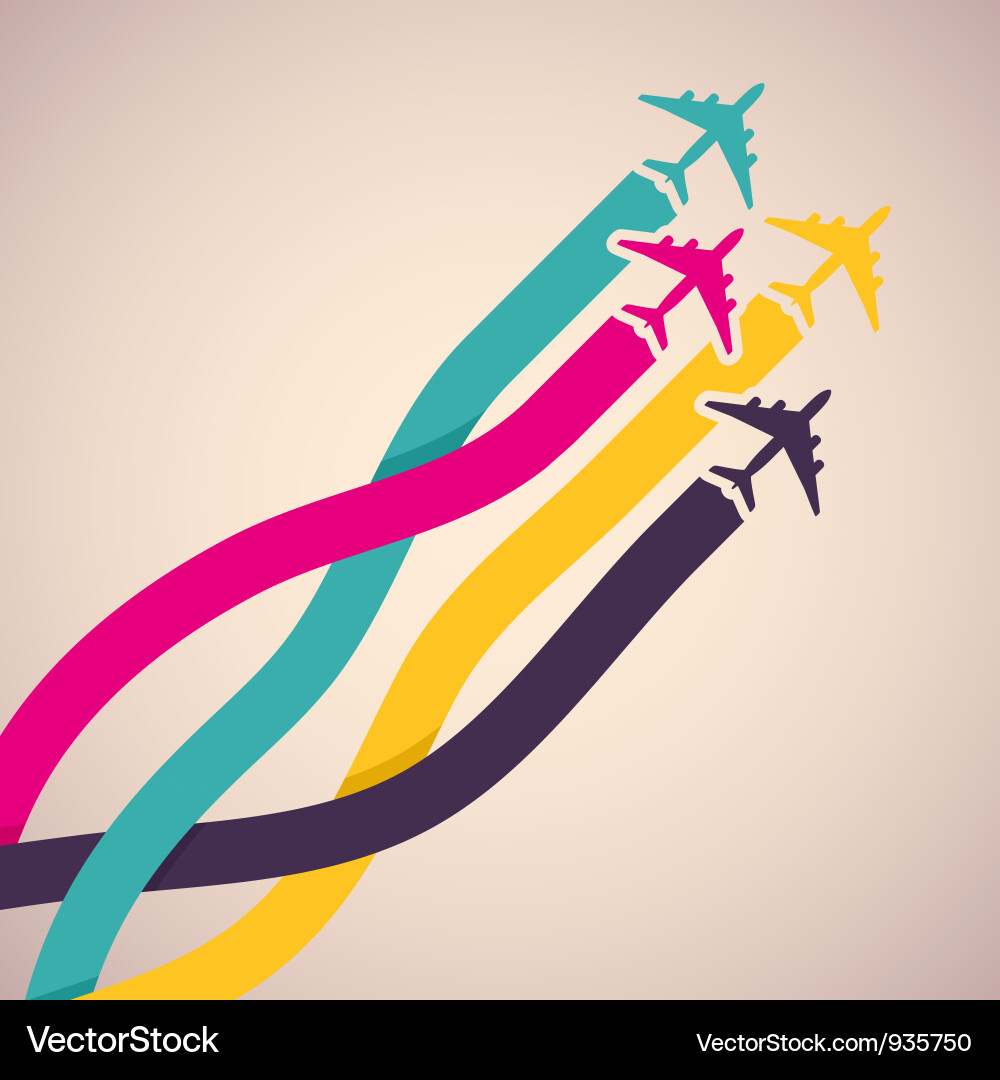 Background with colorful airplanes Royalty Free Vector Image
