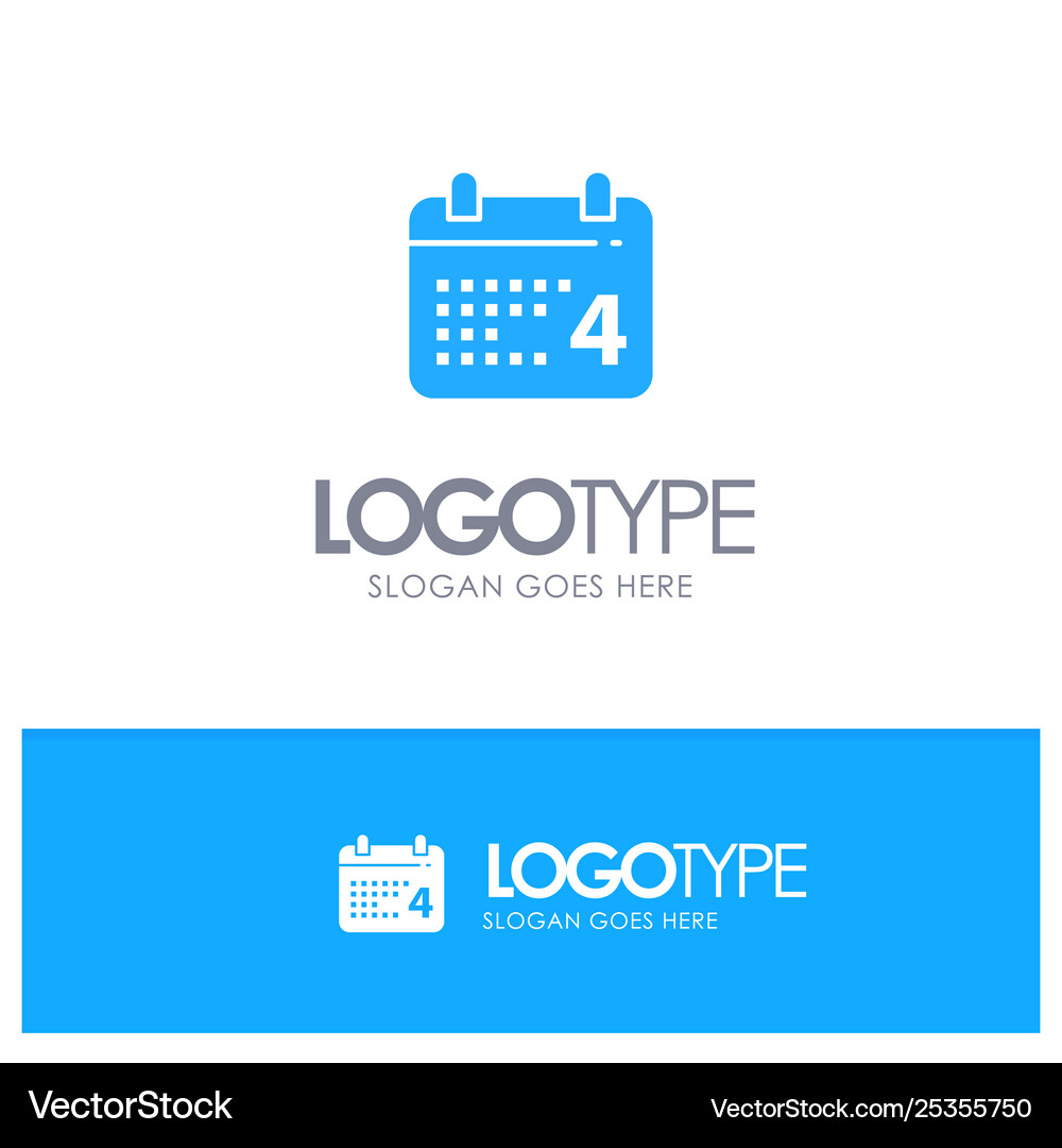 Calendar day date american blue solid logo Vector Image