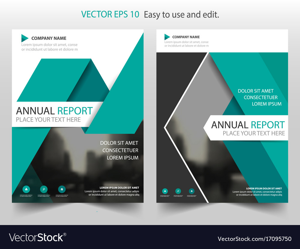 Green Triangle Brochure Annual Report Leaflet Vector Image