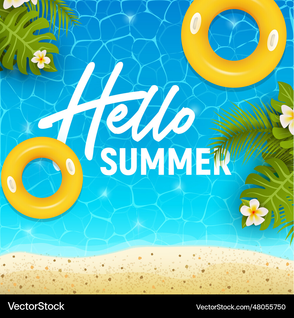 Hello summer web banner background sea or pool Vector Image