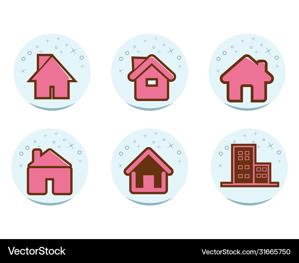 House icon set modern flat design Royalty Free Vector Image