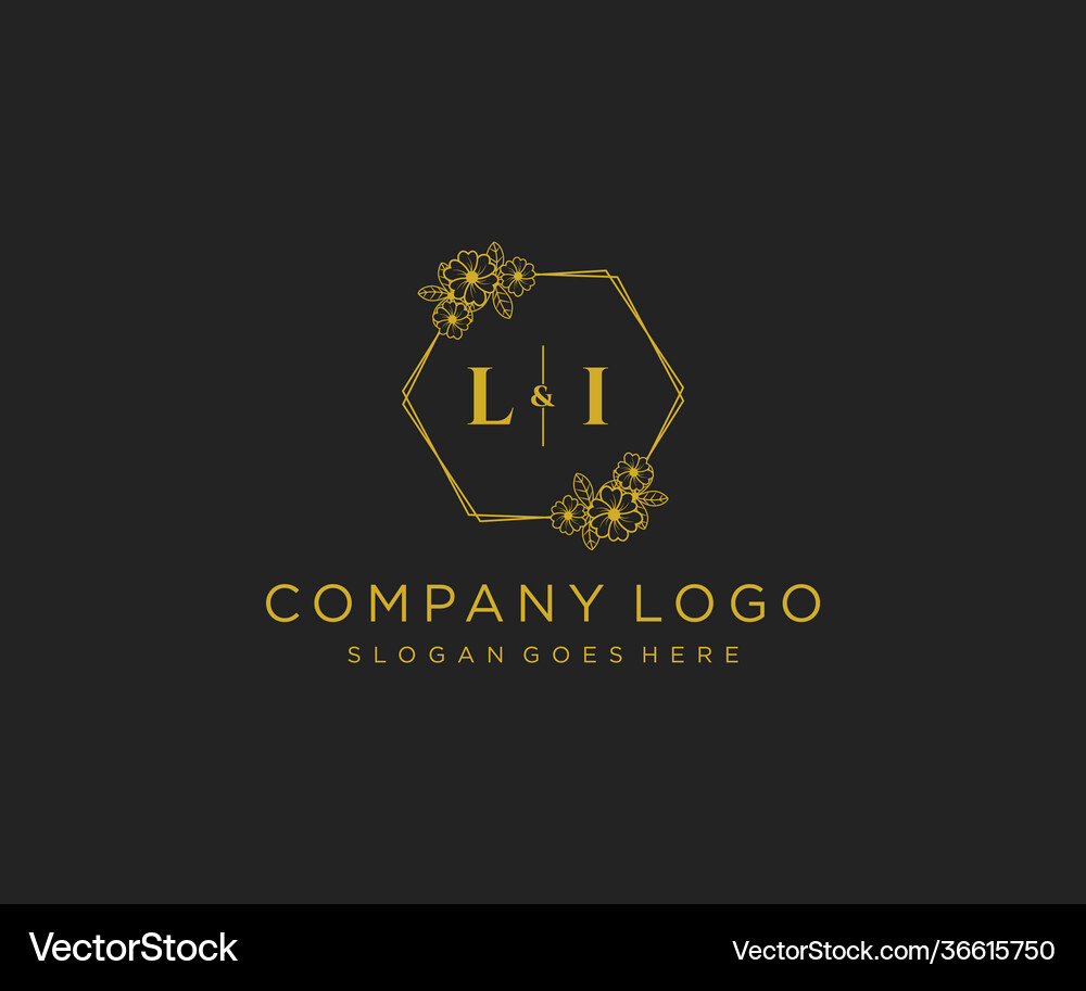Initial li letters decorative luxury wedding logo Vector Image