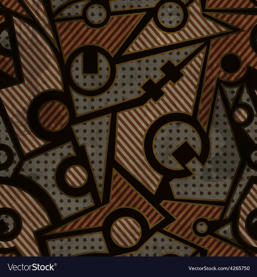 Mechanic geometric seamless pattern with rust Vector Image